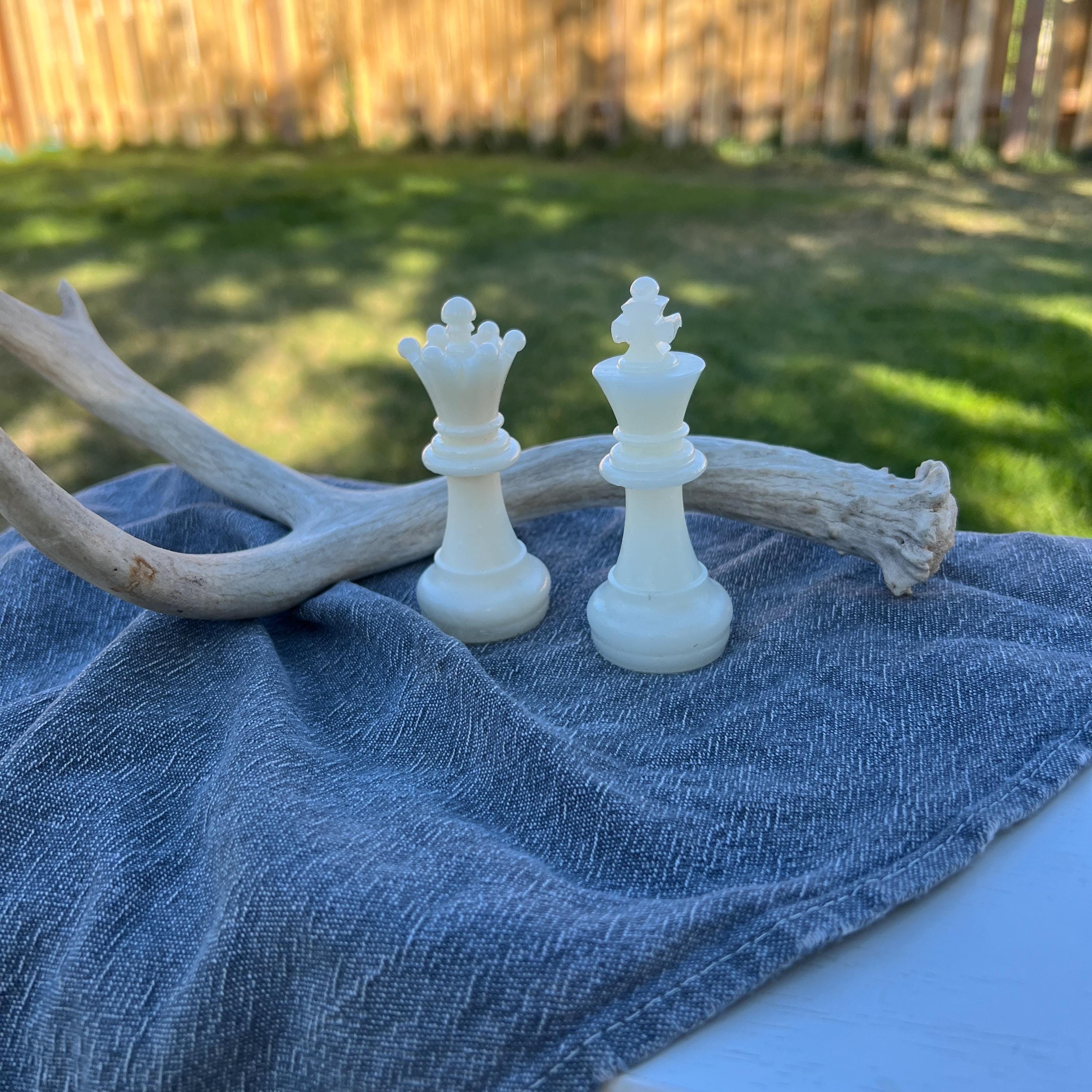 Perfectly Imperfect White Chess Pieces Queen and King Chess Piece Resin ...
