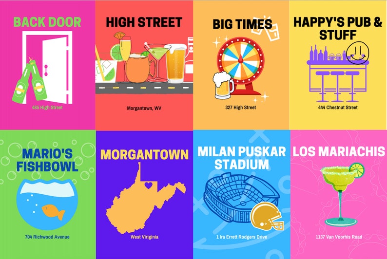 Morgantown Art Prints, Set of 8, WVU Decor - Etsy