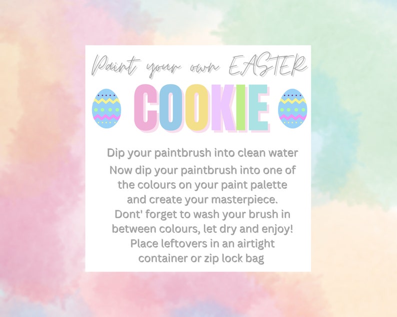 Easter PYO Cookie Tag With Instructions, Paint Your Own Cookie ...