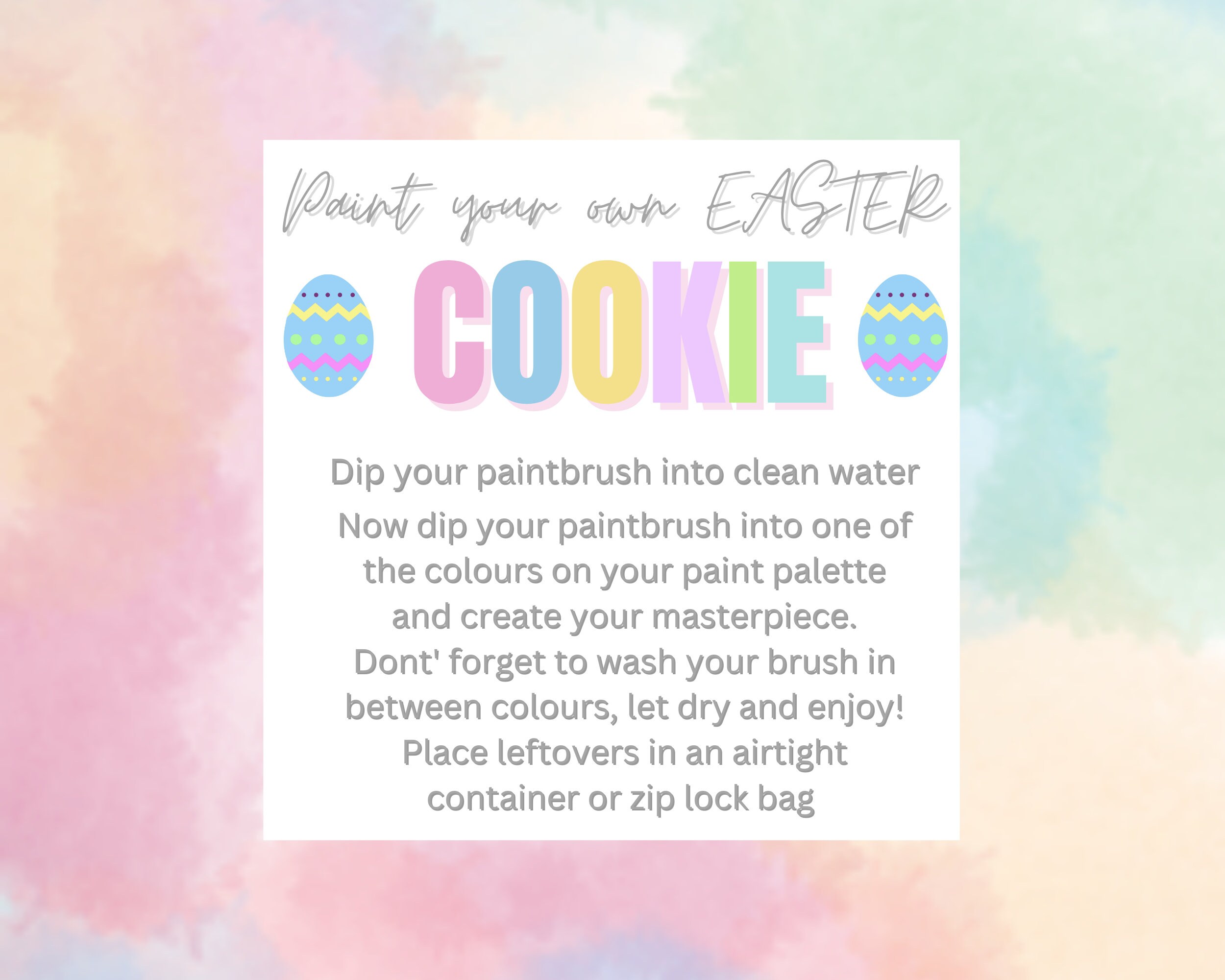 Easter PYO Cookie Tag With Instructions, Paint Your Own Cookie ...