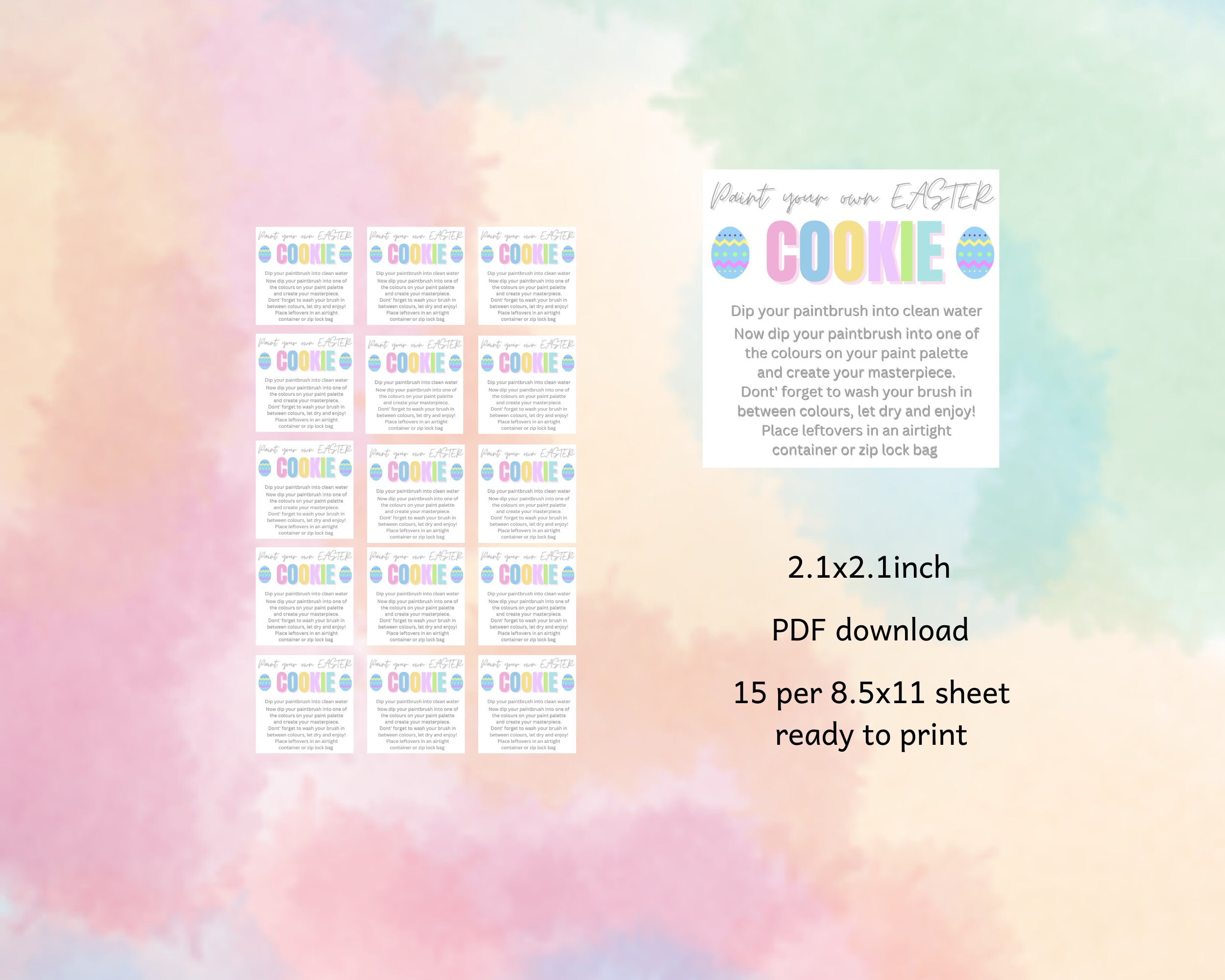 Easter PYO Cookie Tag With Instructions, Paint Your Own Cookie ...