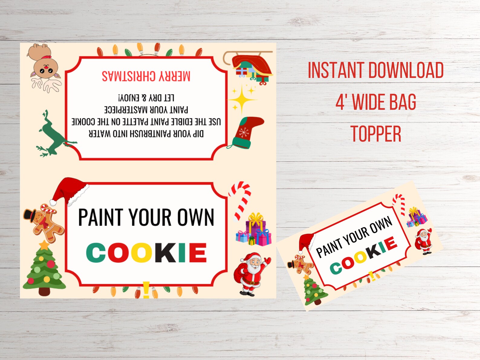 PYO Christmas Cookie Bag Topper, PYO Treat Bag Topper, PYO Instruction ...