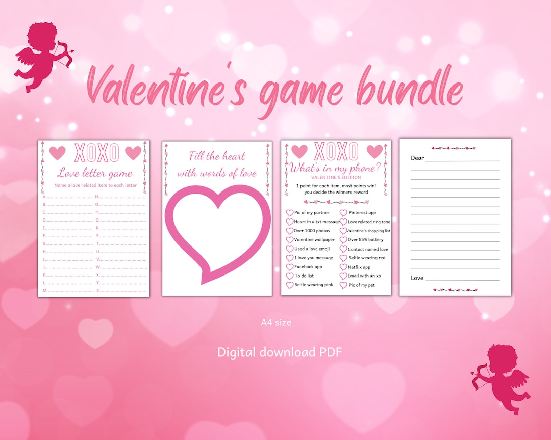 Valentine's Day Game Bundle, Printable Valentine's Day Games, Party ...