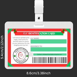 Elf ID Card Printable Elf License Card Santa License North Pole Elf ...