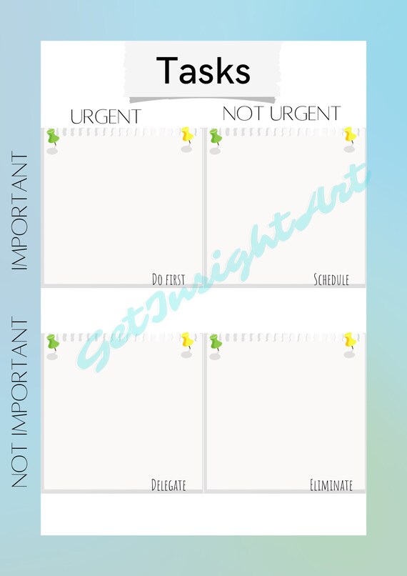 Eisenhower Matrix Task Prioritizing Worksheet - Etsy