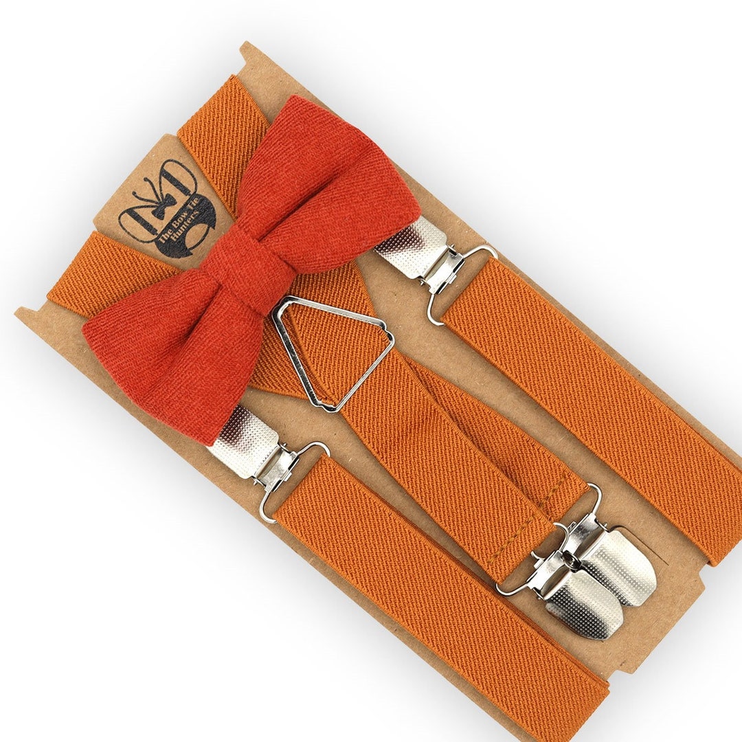 Rust Bow Tie & Suspenders, Rust Bow Tie, Rust Groomsmen Bow Tie ...