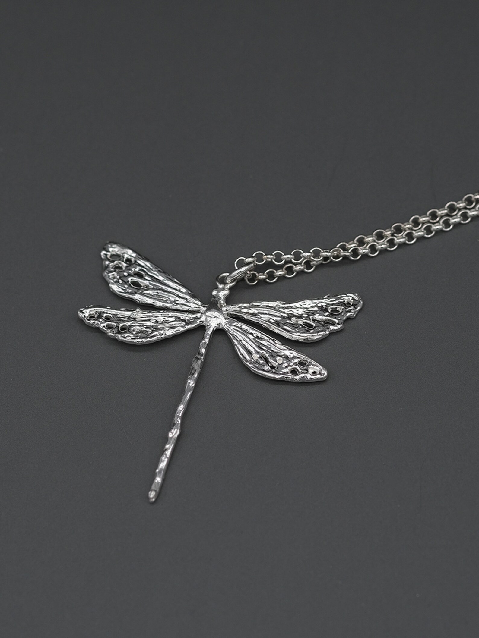 Dragonfly Necklace, Elegant Bug Sterling Silver Pendant, Handmade ...