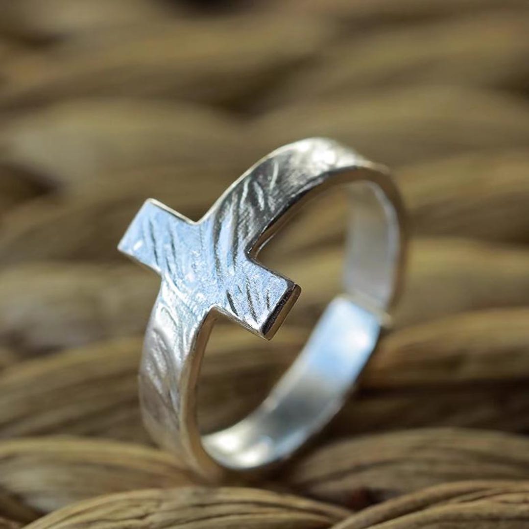 999 Pure Silver Cross Ring for Women, Adjustable Jewelry, Christian ...