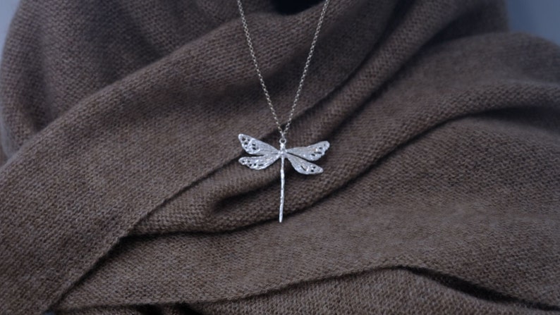 Dragonfly Necklace, Elegant Bug Sterling Silver Pendant, Handmade ...