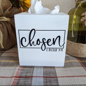 Christian Themed Wooden Tissue Box, Inspirational Decor, Wooden Tissue ...