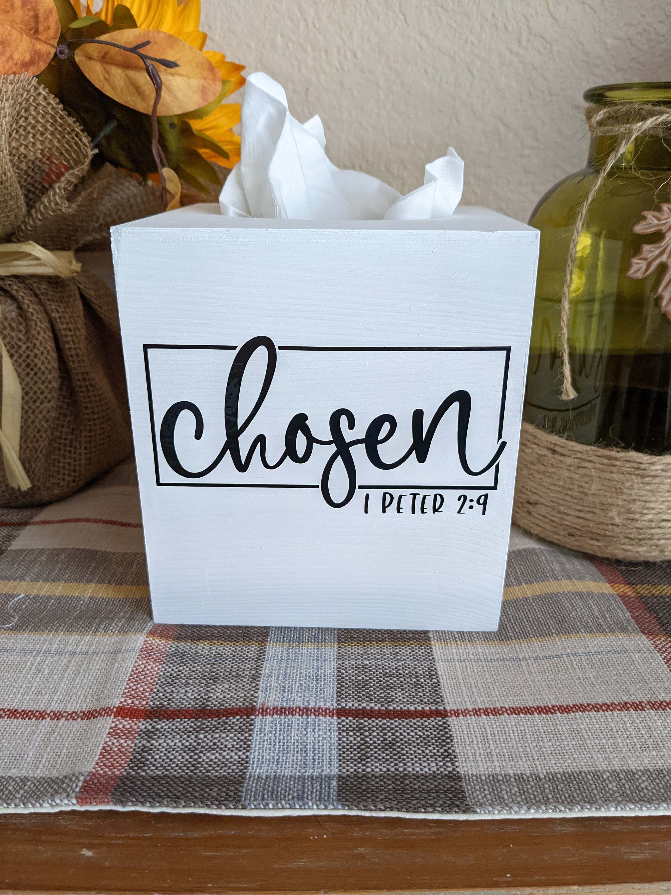 Christian Themed Wooden Tissue Box, Inspirational Decor, Wooden Tissue ...