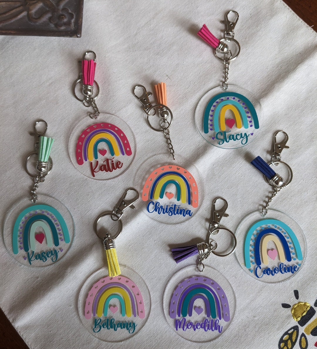 Acrylic Keychains, Boho Rainbow Keychain, Keychains, Gifts, Teacher ...