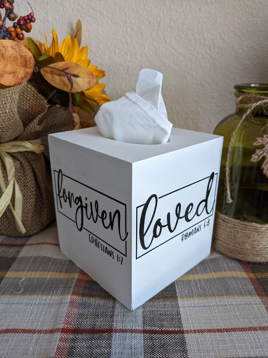 Christian Themed Wooden Tissue Box, Inspirational Decor, Wooden Tissue ...