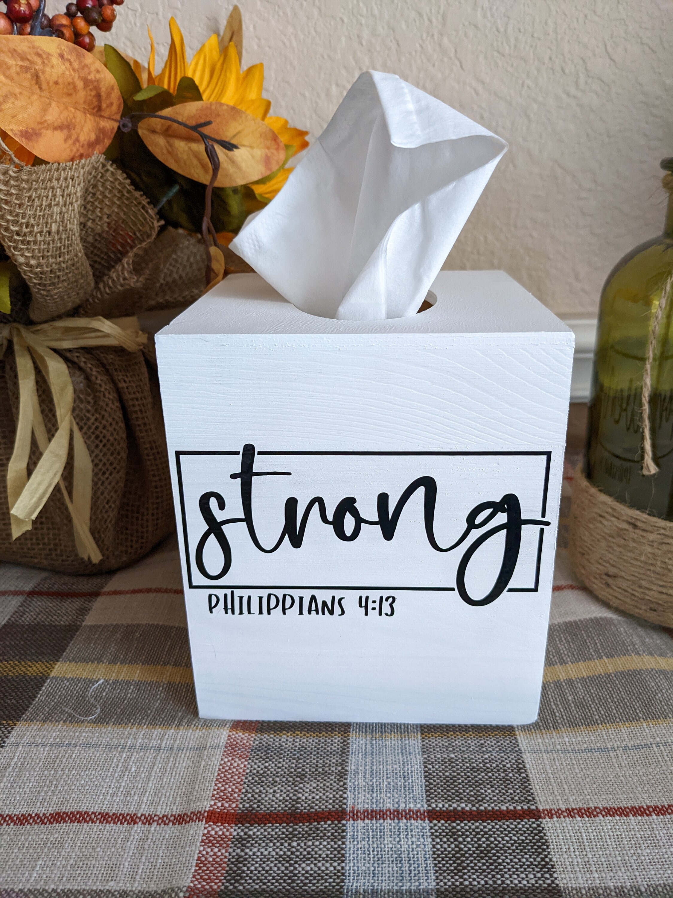 Christian Themed Wooden Tissue Box, Inspirational Decor, Wooden Tissue ...