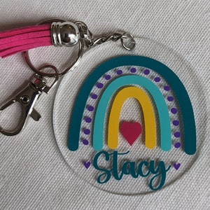 Acrylic Keychains, Boho Rainbow Keychain, Keychains, Gifts, Teacher ...