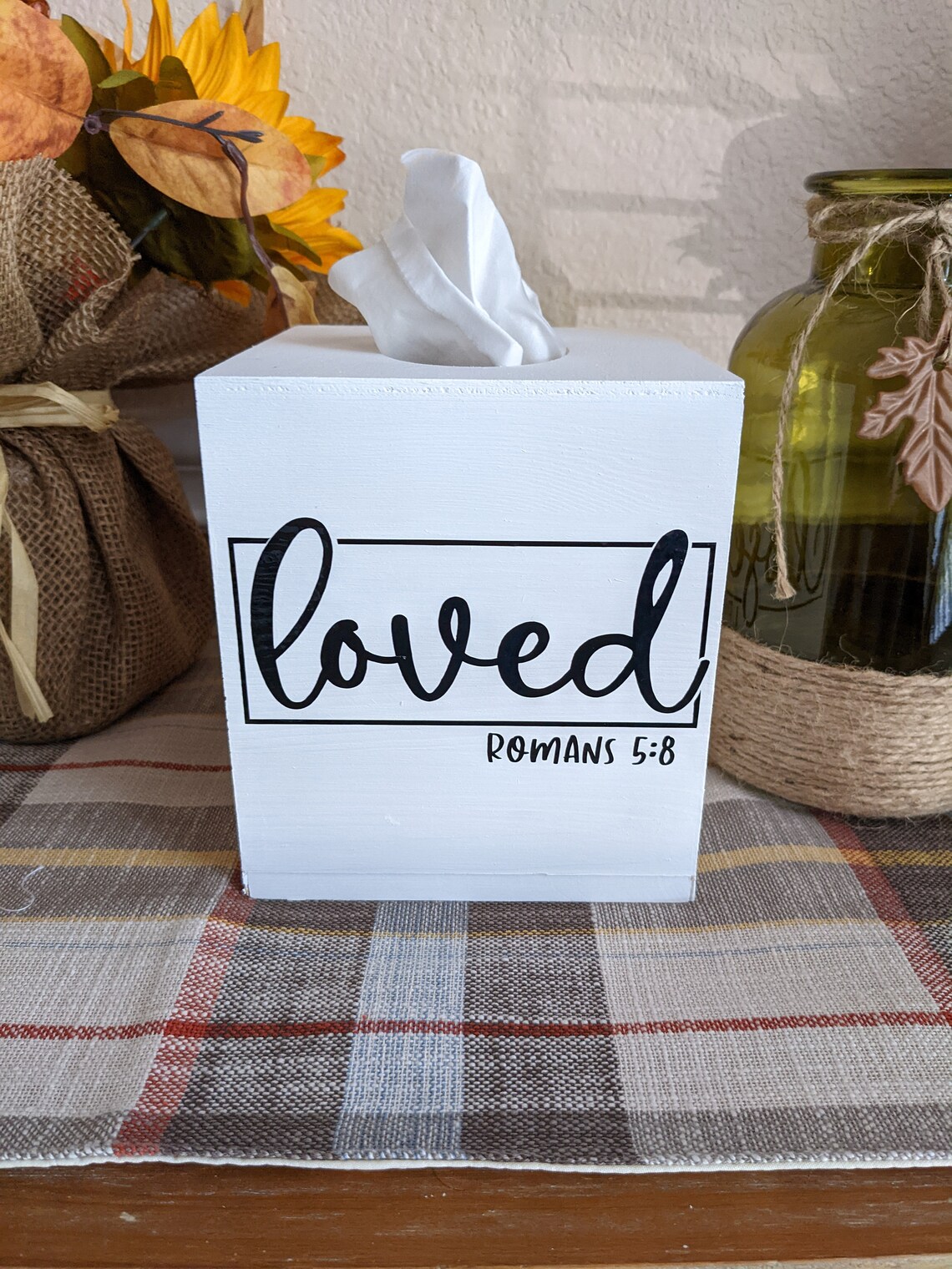 Christian Themed Wooden Tissue Box, Inspirational Decor, Wooden Tissue ...
