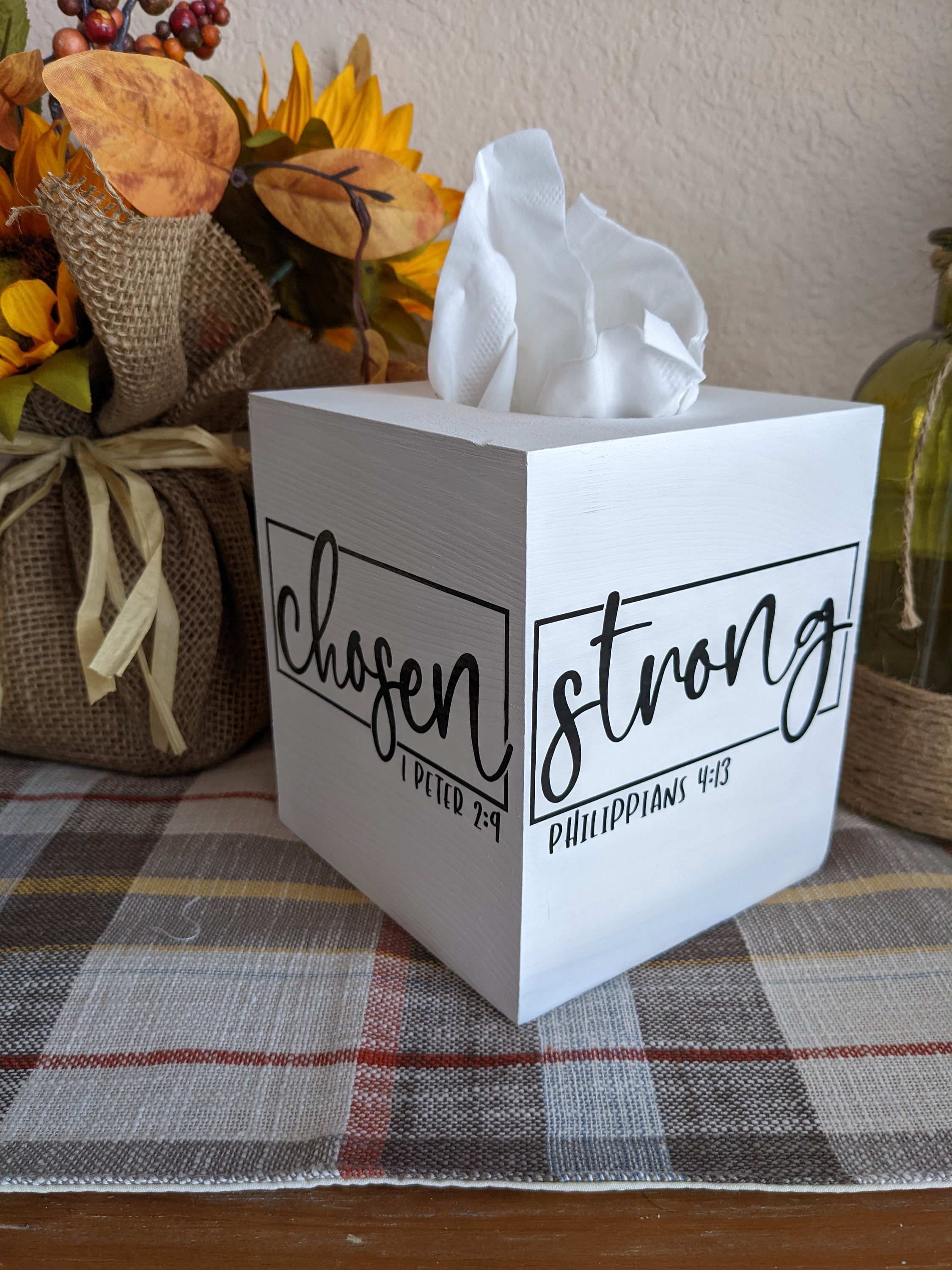 Christian Themed Wooden Tissue Box, Inspirational Decor, Wooden Tissue ...