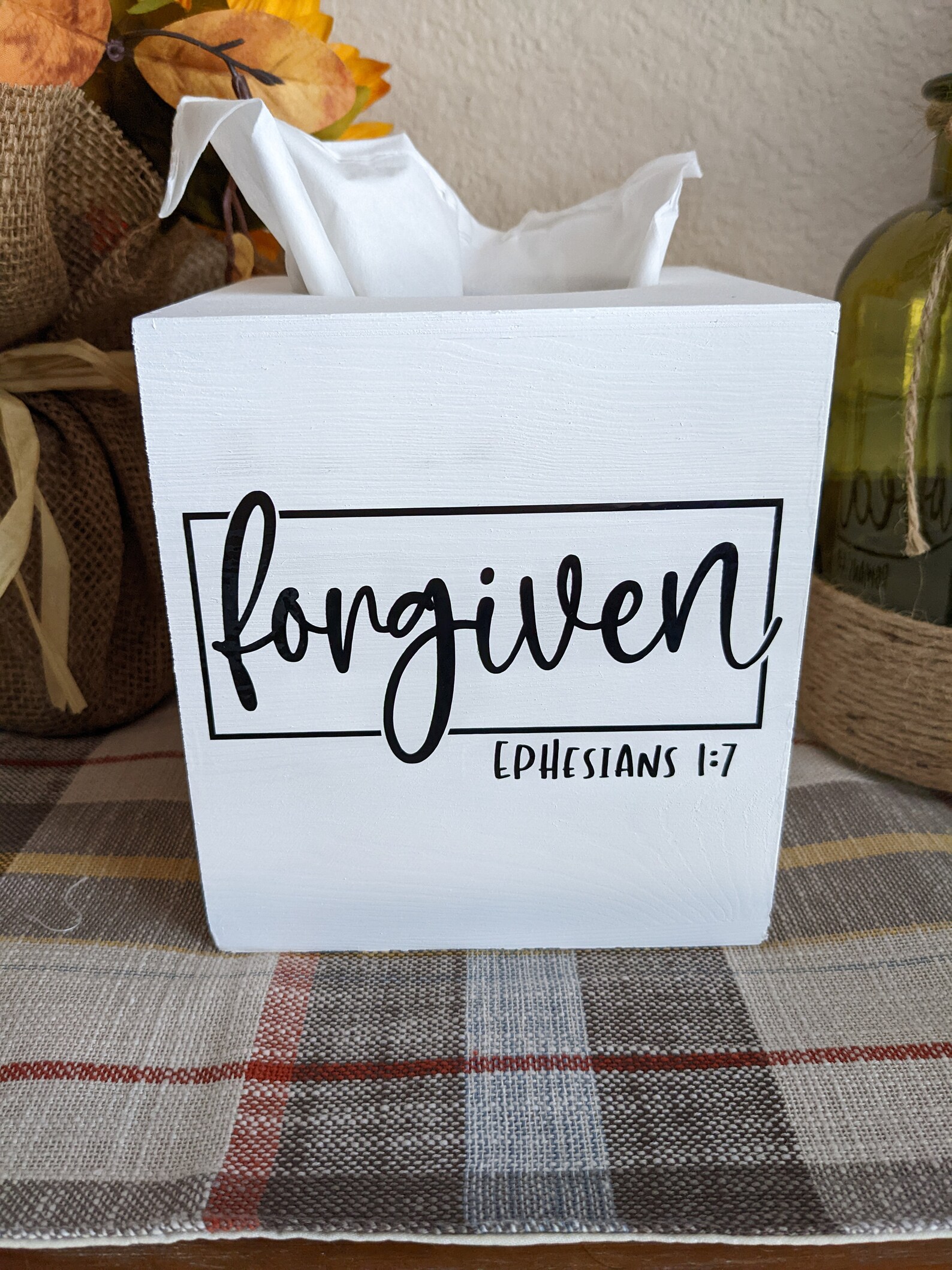 Christian Themed Wooden Tissue Box, Inspirational Decor, Wooden Tissue ...