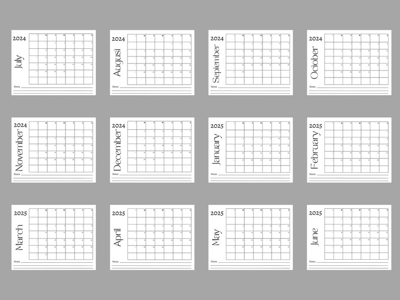 2024-2025 Calendar, Printable, Minimalist Calendar, 11 X 8.5 Inches ...