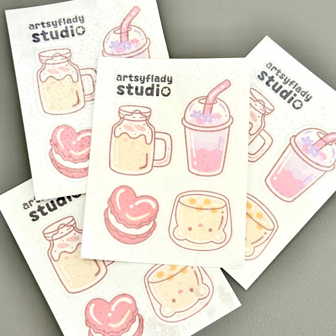 Kawaii Food Sticker Sheet 3x4 Water-resistant Holographic Sticker Sheet ...