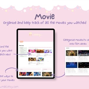 Customizable Digital Movie & TV Series Tracker for Notion, Template for ...