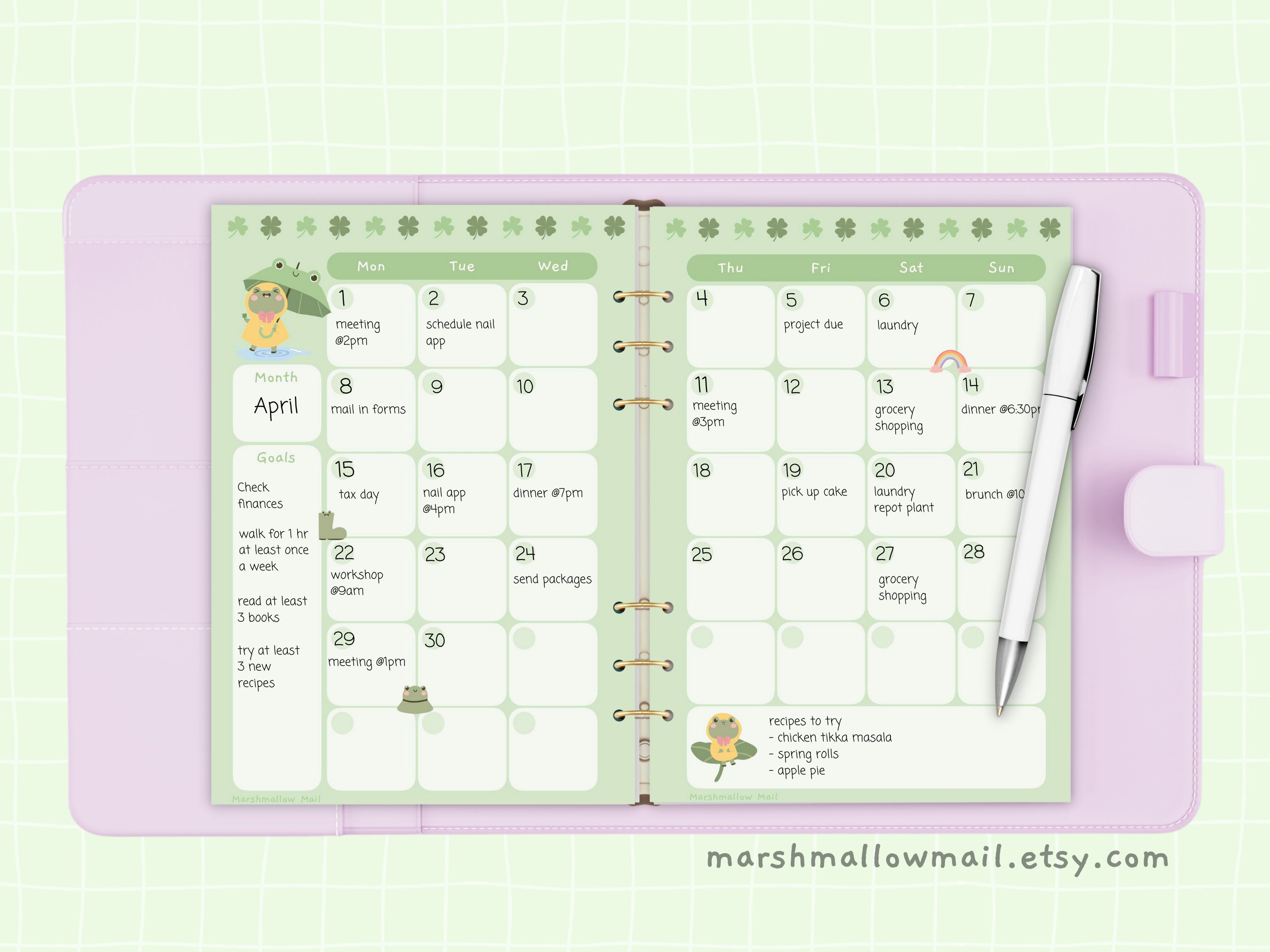 Printable Cute Planner Inserts, Undated A5 Month Week Daily Templates ...