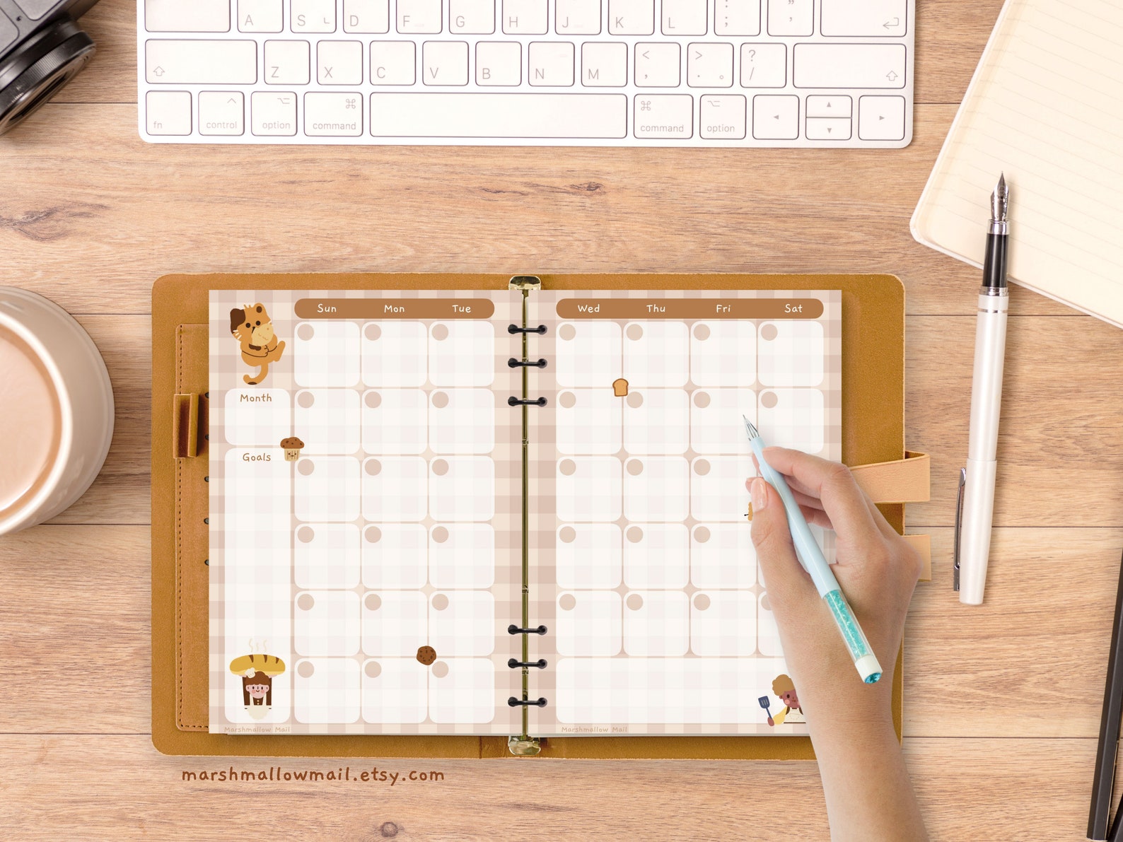 Kawaii A5 Planner Inserts, Undated Monthly Weekly Daily Templates ...