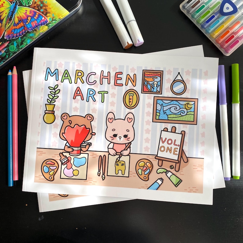 Cute Hand Drawn Coloring Book: Marchen Art, Stress Relief - Etsy