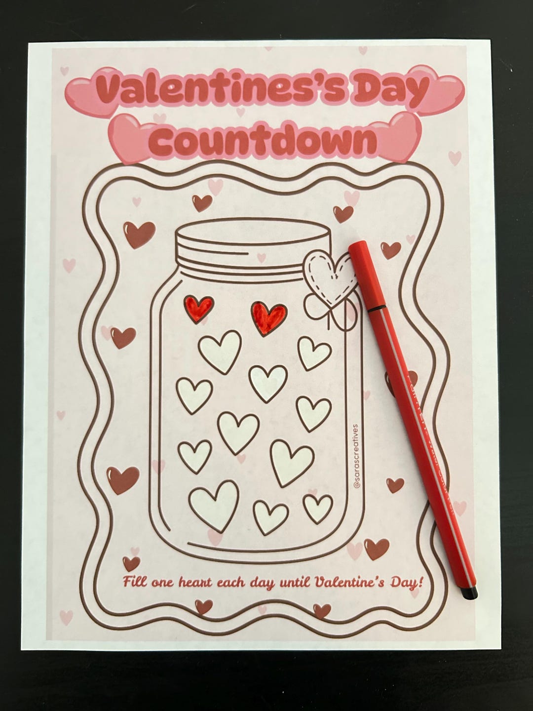 Valentine’s Day Countdown Printable | One Page Valentine Countdown ...