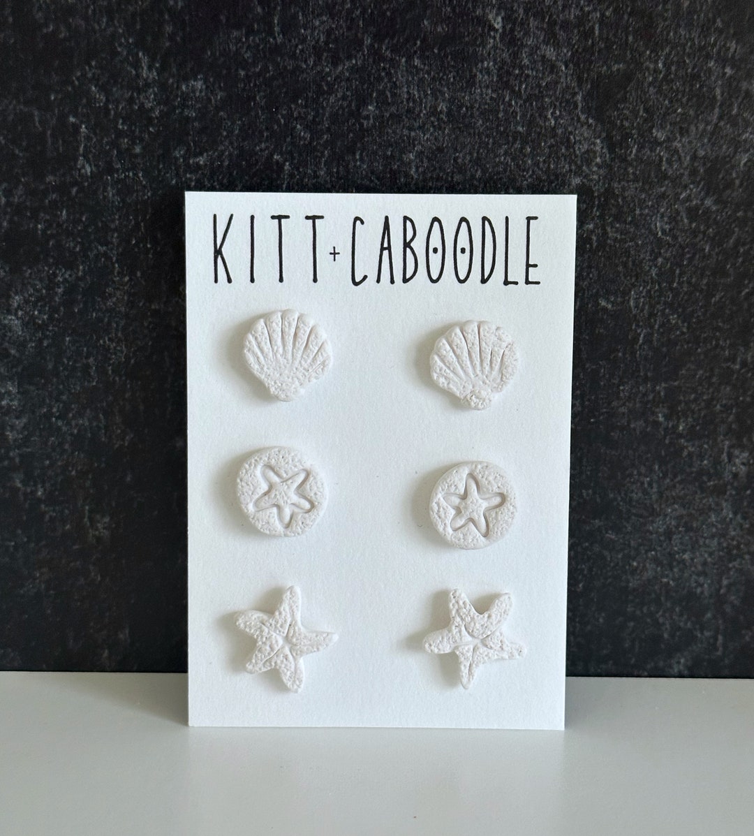 Seashell Stud Trio 2 Polymer Clay Earrings Handmade Ocean Beach White ...