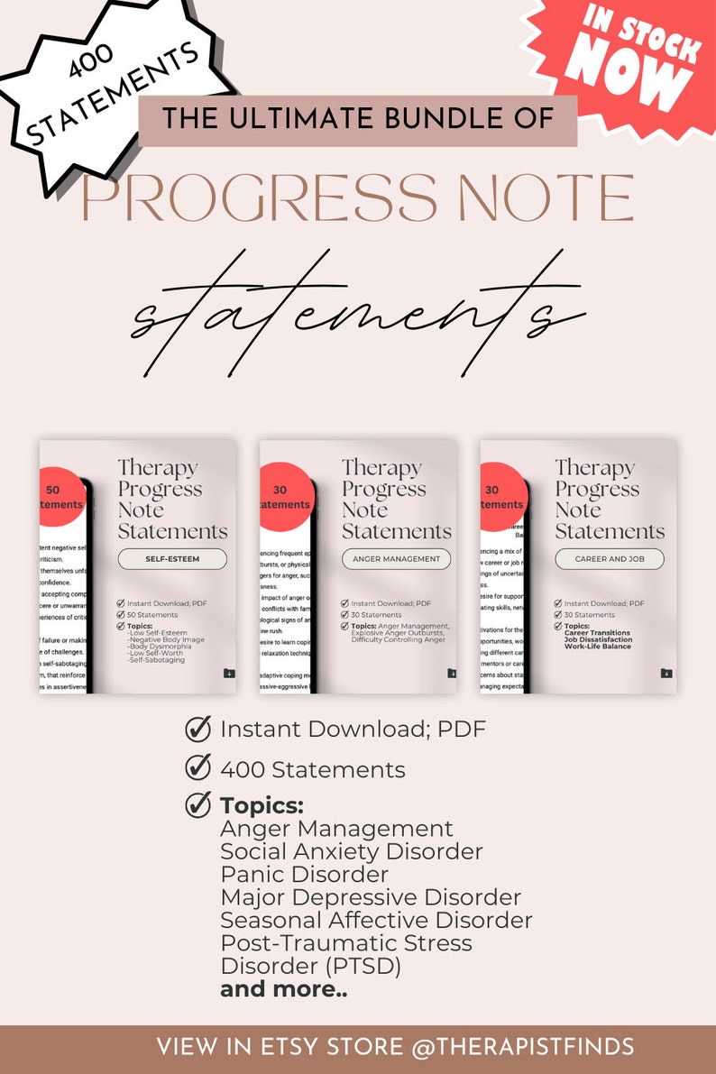 Therapy Progress Note Statements | Career and Job | Progress Notes ...