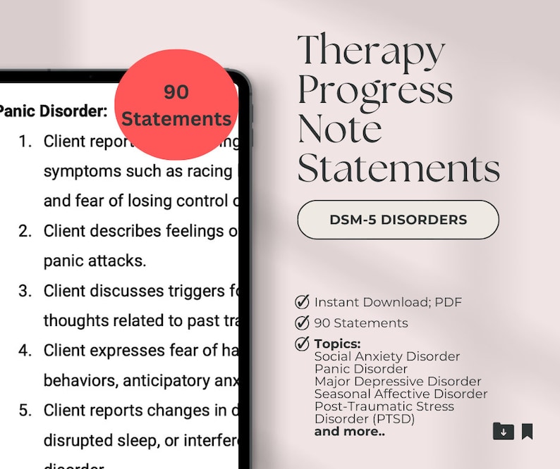 Therapy Progress Note Statements | DSM-5 | Psychotherapy Notes ...