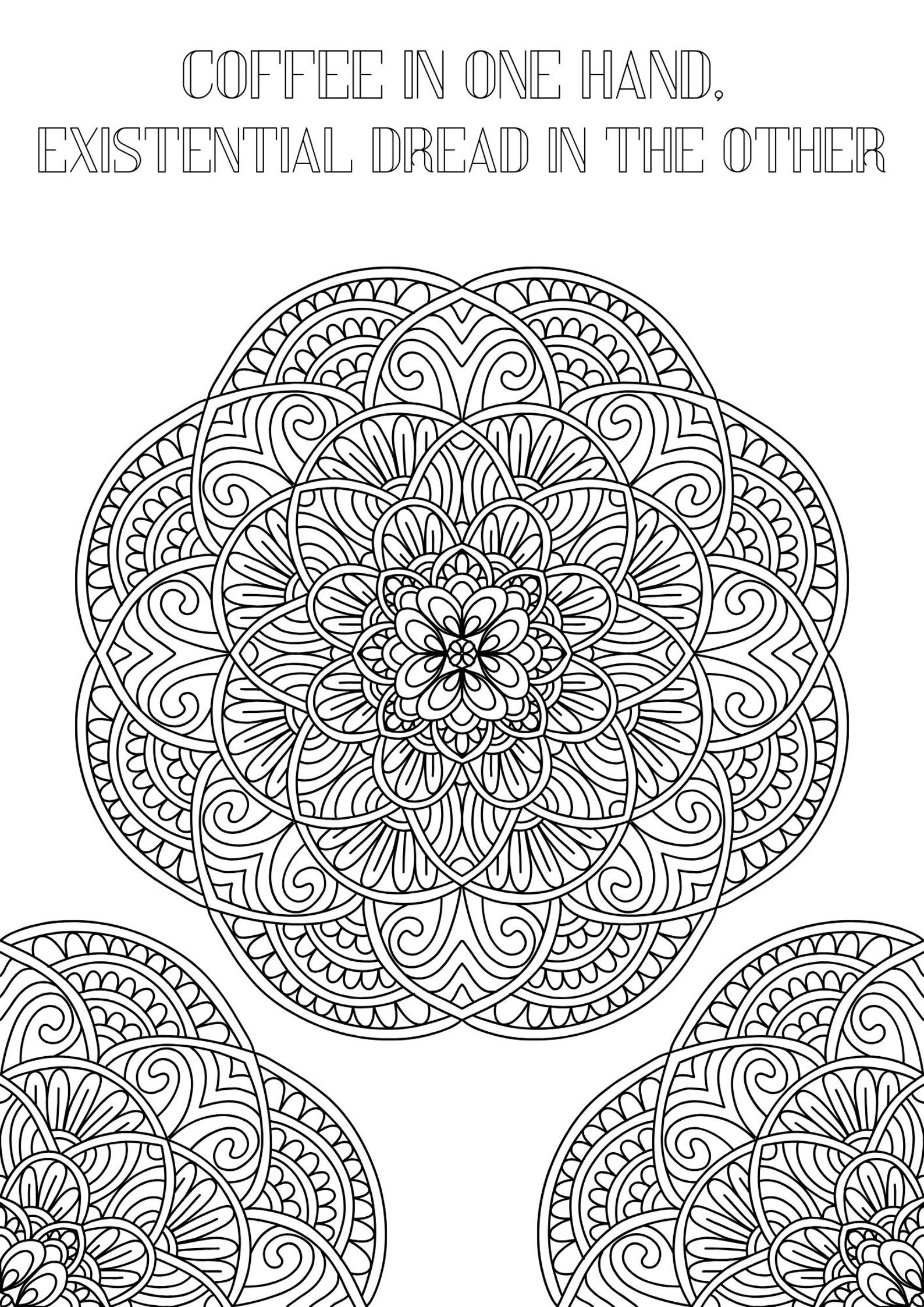 Funny Mental Health Coloring Book - 15 Adult Coloring Pages - Instant ...