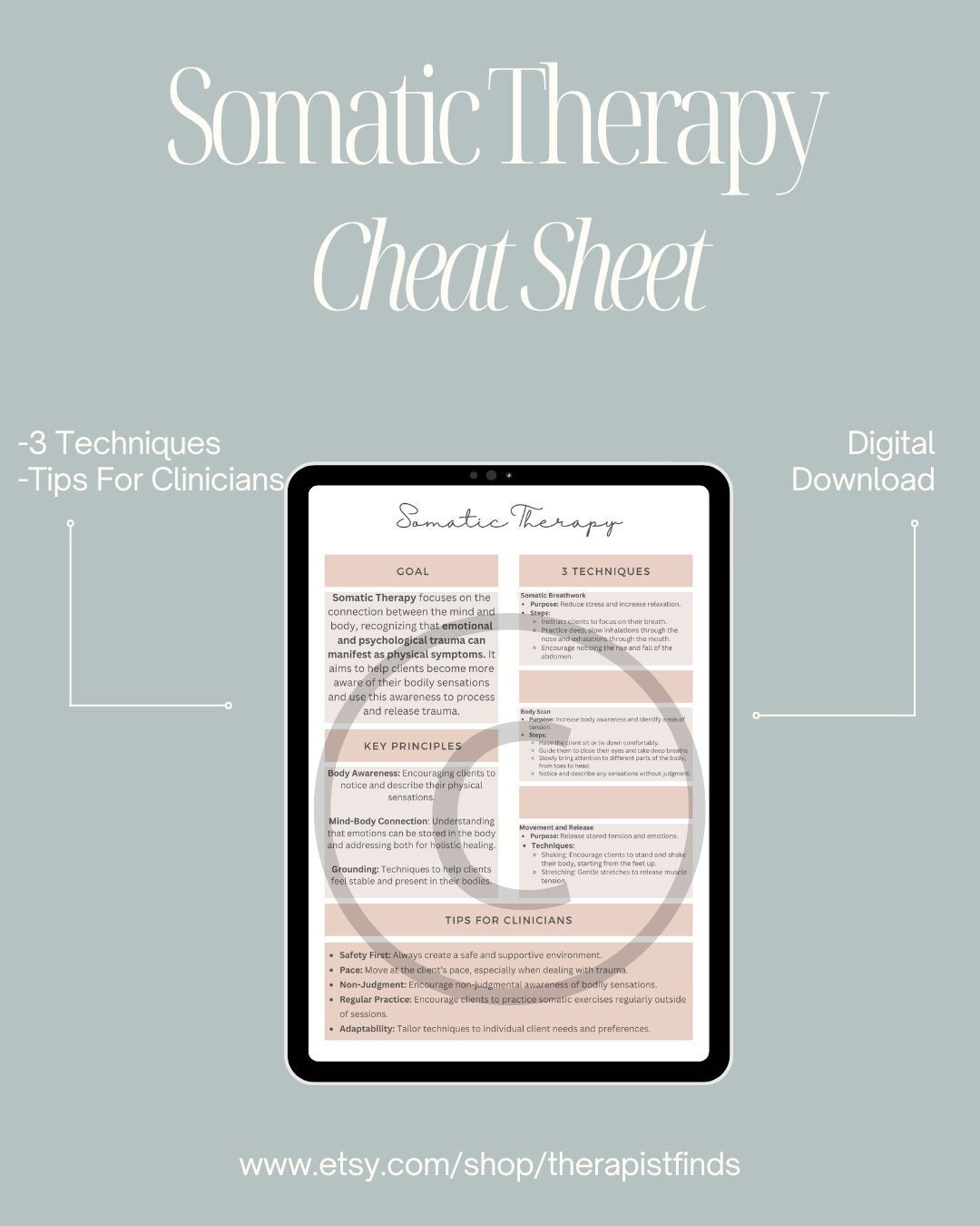 Somatic Therapy Cheat Sheet | Trauma Healing | Sensory Awareness ...