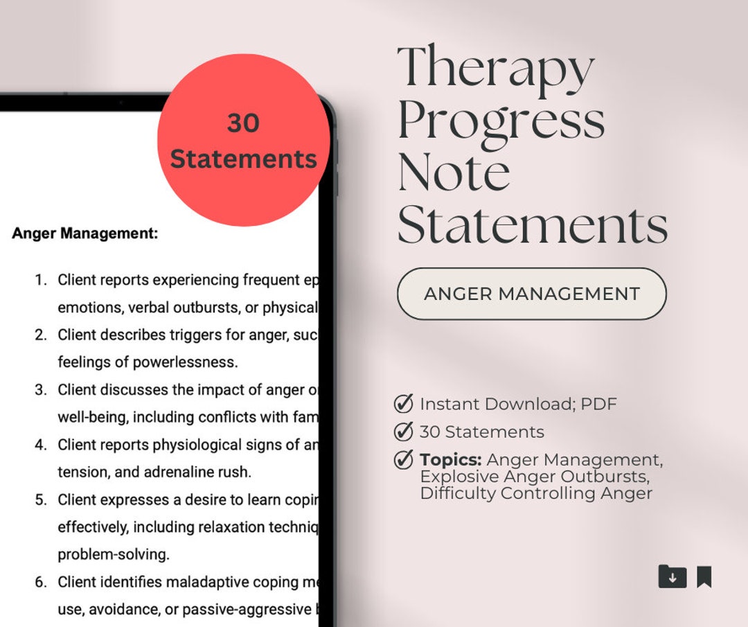 Therapy Progress Note Statements | Anger | Psychotherapy Notes ...