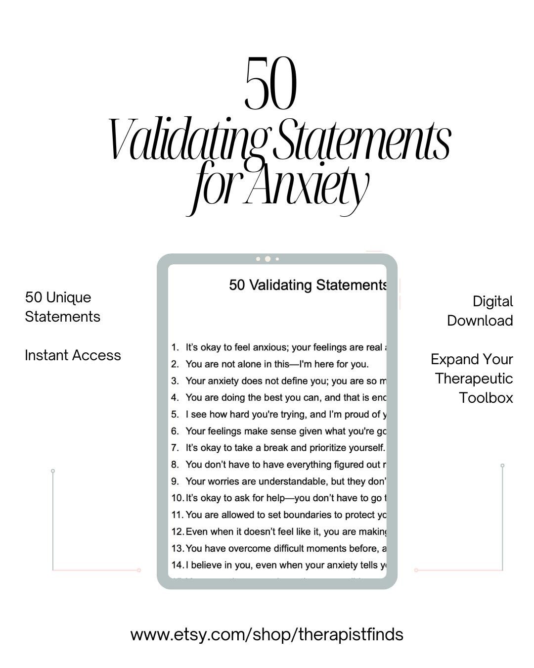 50 Validating Statements for ANXIETY | Coaching Interventions ...