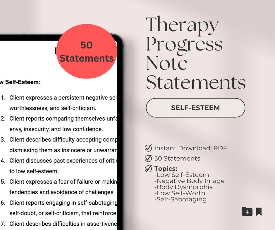 Therapy Progress Note Statements | Self-esteem | Psychotherapy Notes ...