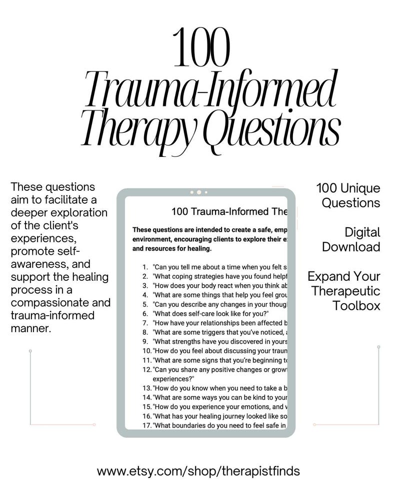 100 Trauma-informed Therapy Questions | Trauma Therapy | Trauma ...