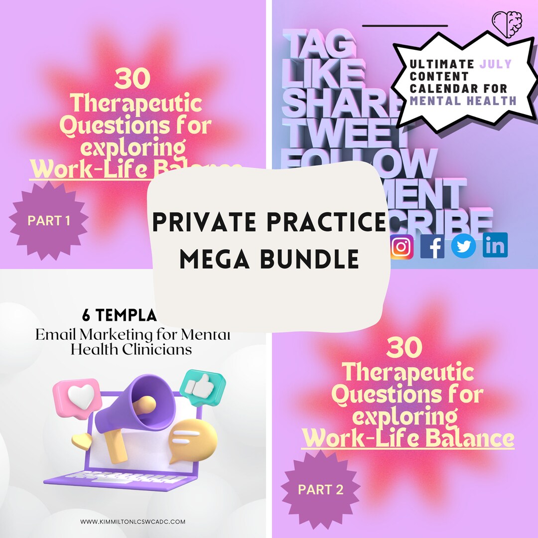 The Private Practice MEGA BUNDLE 60 Therapeutic Questions Work-life, 6 ...