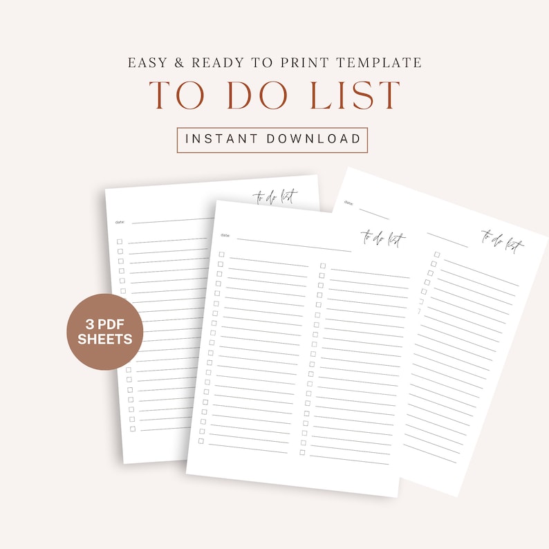Aesthetic to Do List Printable, Simple Tasks List Template, A4/PDF Instant Download Printable ...