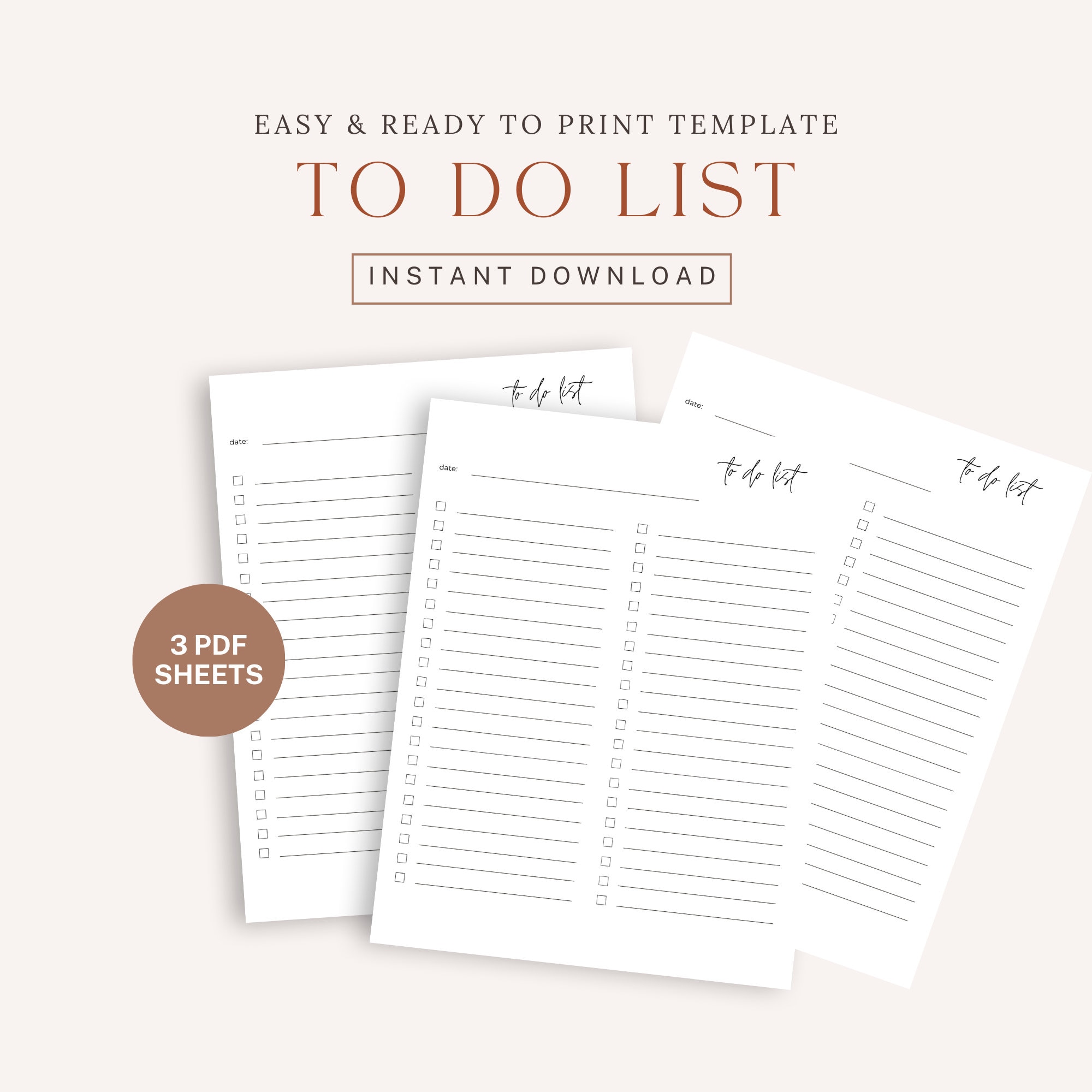 Aesthetic to Do List Printable, Simple Tasks List Template, A4/PDF ...
