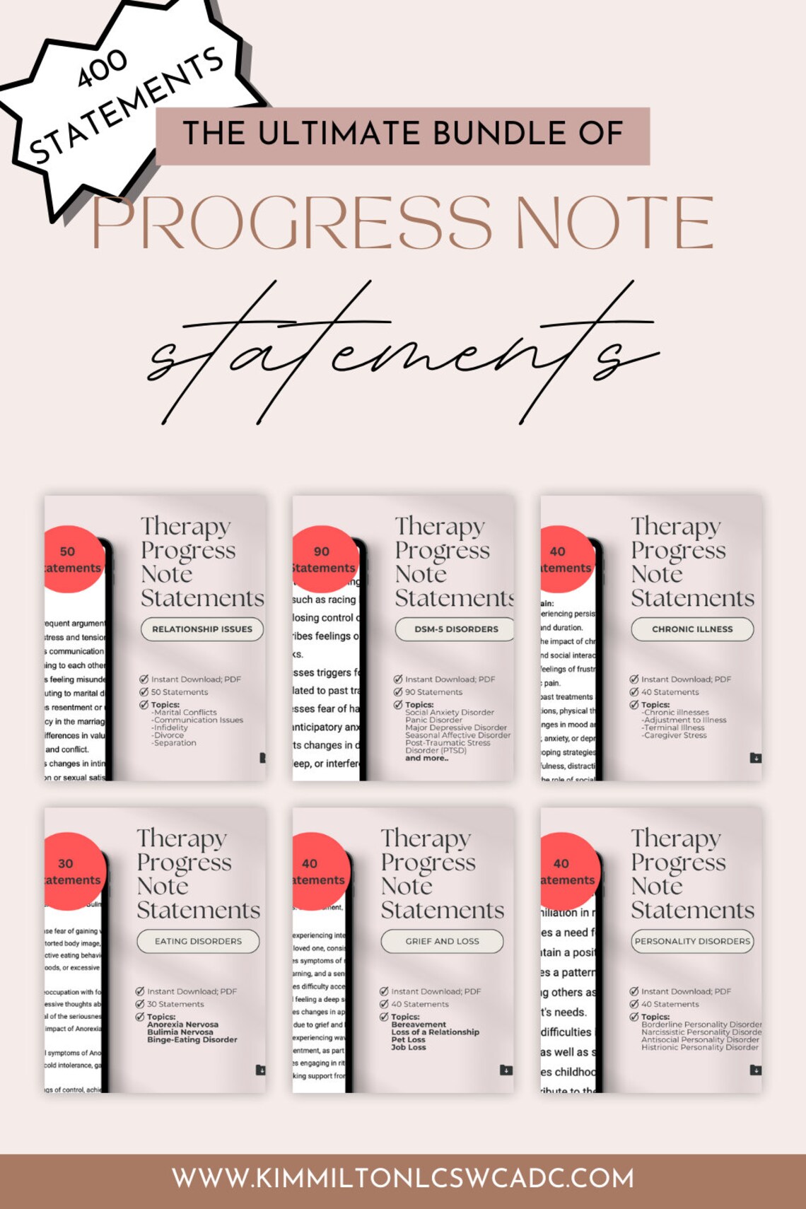 Therapy Progress Note Statements MEGA Bundle| 400 Statements | Instant ...