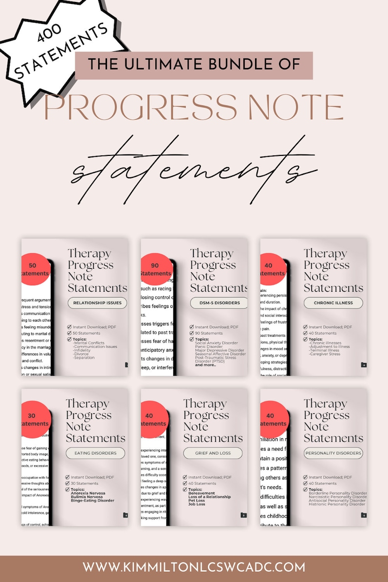 Therapy Progress Note Statements MEGA Bundle| 400 Statements | Instant ...