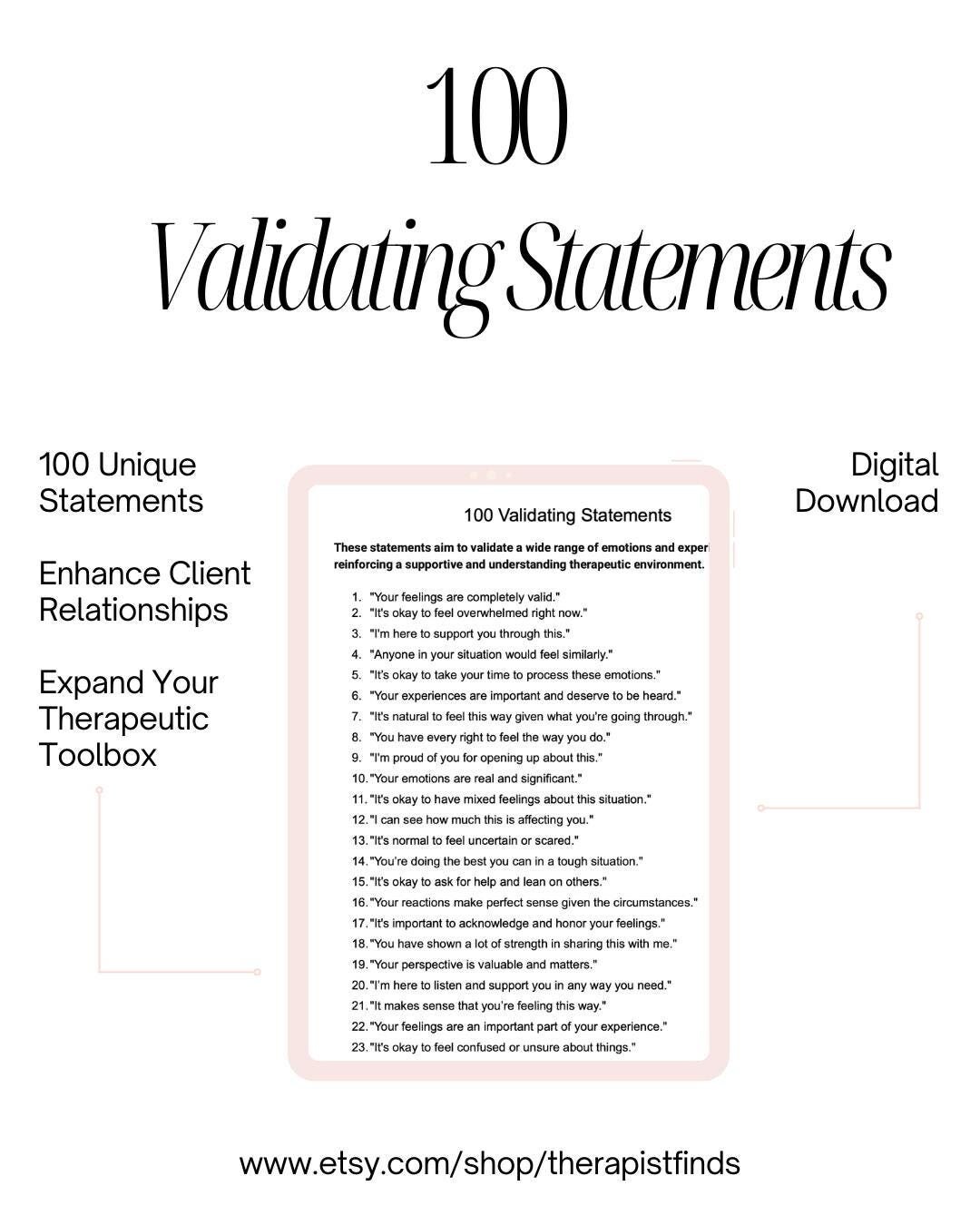 100 Validating Statements | Coaching Interventions | Empathetic ...