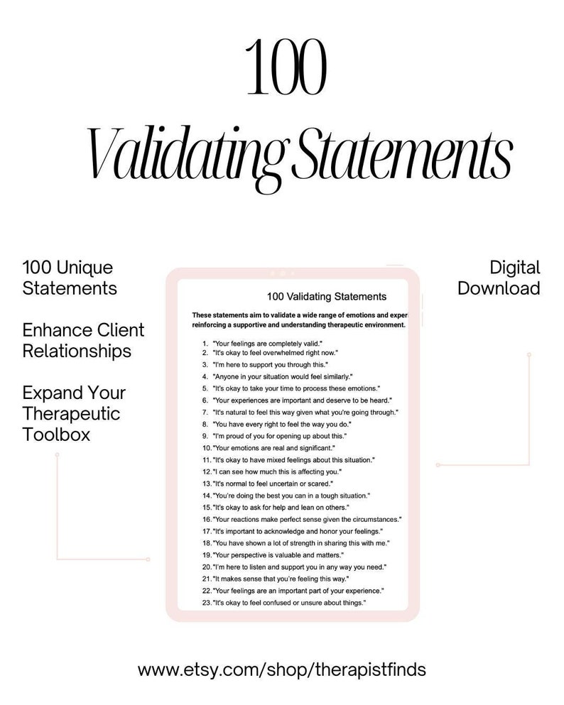 100 Validating Statements | Coaching Interventions | Empathetic ...