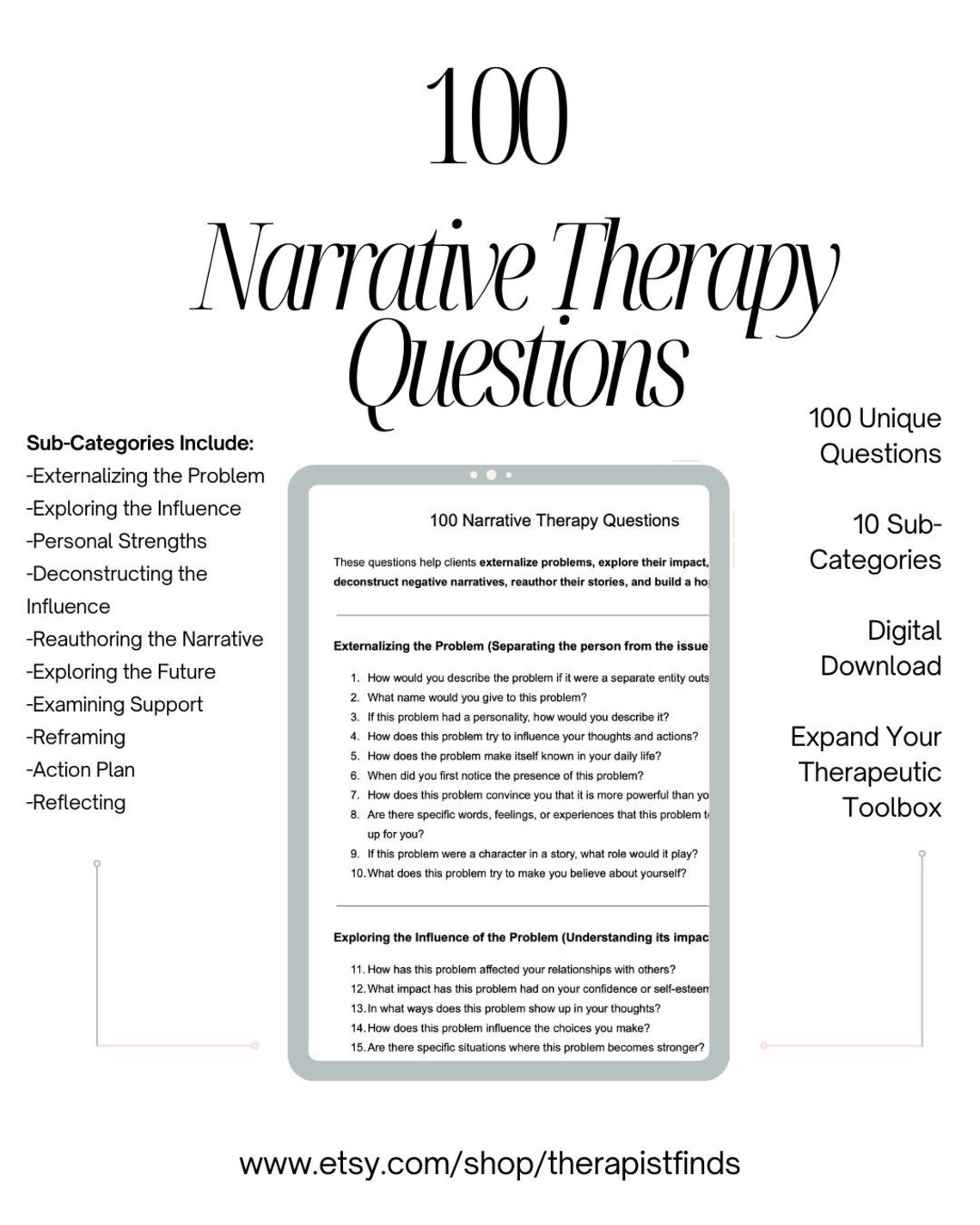 100 Narrative Therapy Questions - Therapy Resource for Mental Health ...
