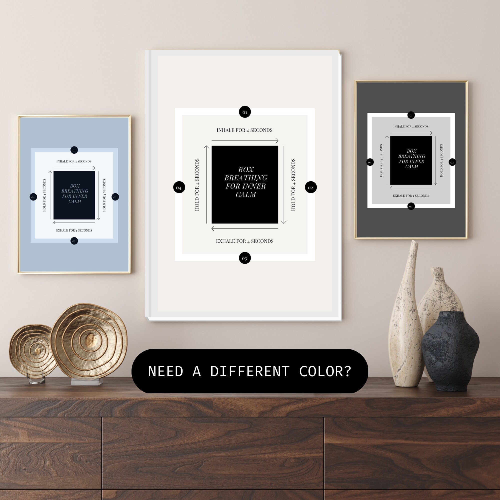 Box Breathing POSTER Gallery Wall Therapy Decor Anxiety Relief ...