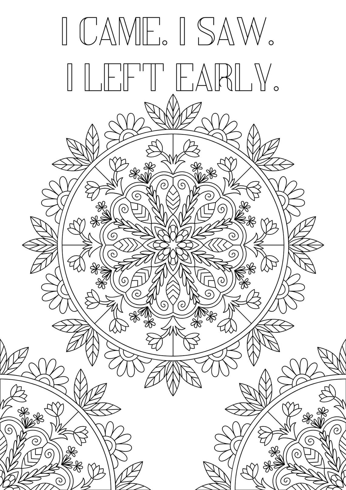 Funny Mental Health Coloring Book - 15 Adult Coloring Pages - Instant ...