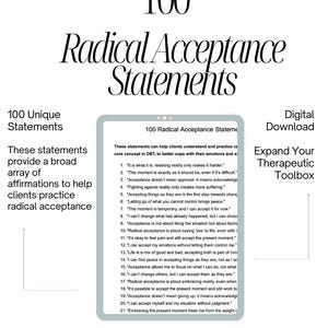 100 Radical Acceptance Statements | DBT Skills | Empathetic Supportive ...