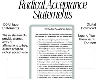 100 Radical Acceptance Statements | DBT Skills | Empathetic Supportive ...